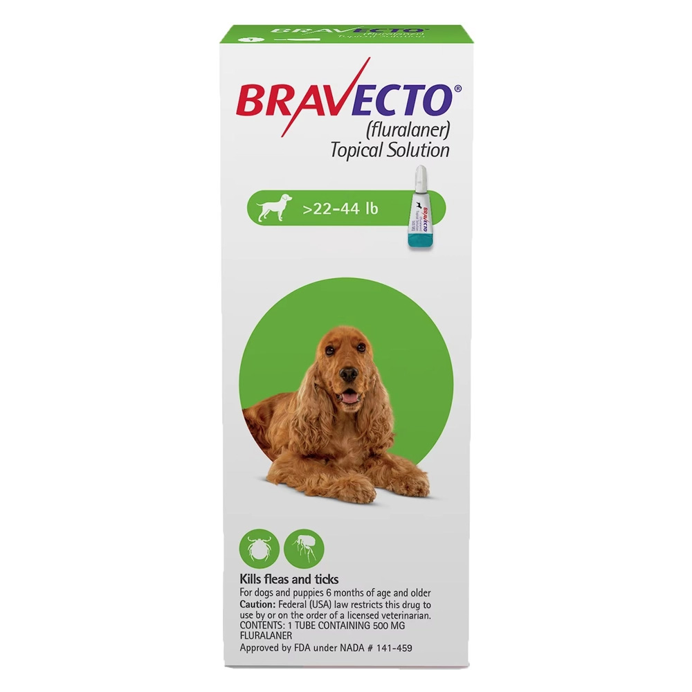 Buy Bravecto Topical For Medium Dogs (22 - 44 Lbs) Green - Free Shipping