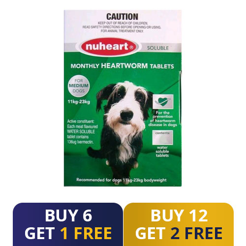 Buy Nuheart Generic Heartgard For Medium Dogs 26-50lbs (Green) - Free ...