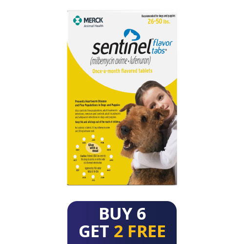 Buy Sentinel For Dogs 26-50 Lbs (Yellow) - Free Shipping